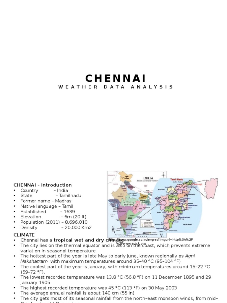 Chennai - Weather Data Analysis | PDF | Humidity | Climate