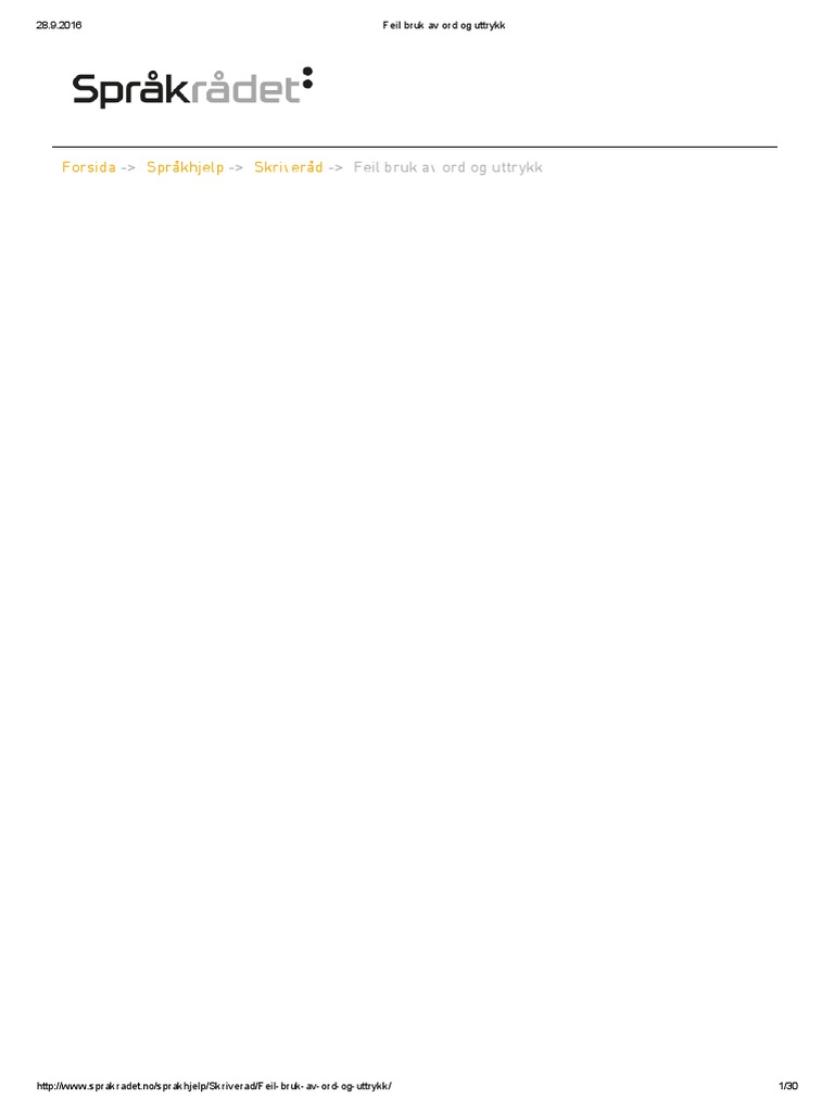 Feil Bruk Av Ord Og Uttrykk | PDF