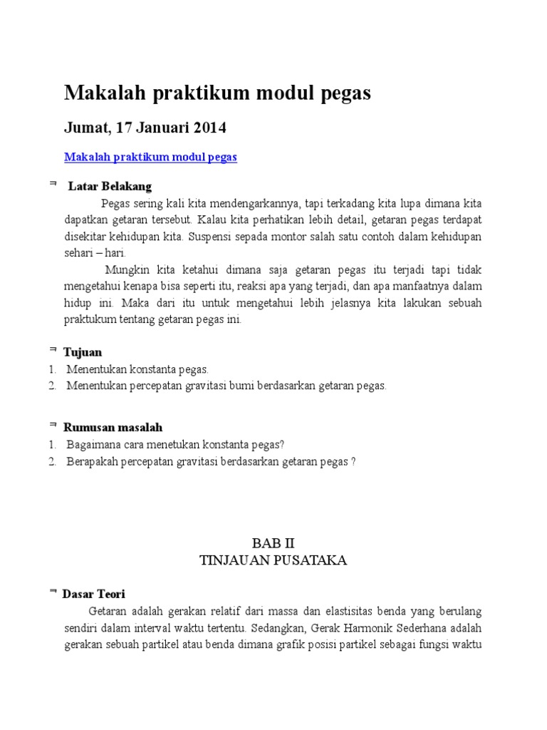 Makalah Praktikum Modul Pegas | PDF | Sains & Matematika