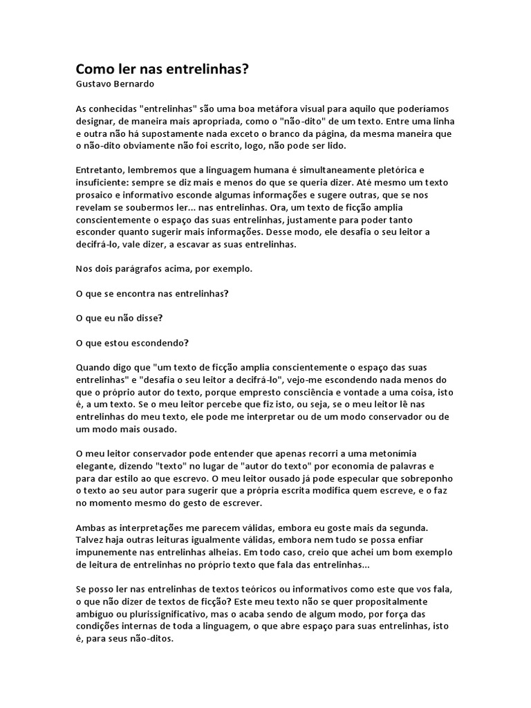 Como Ler Nas Entrelinhas | Download grátis PDF | Contos | Science