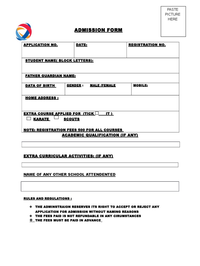 Admission Form Computalabwork | PDF