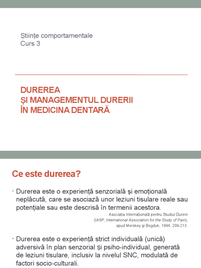 CURS-Durerea Si Managementul Durerii | PDF