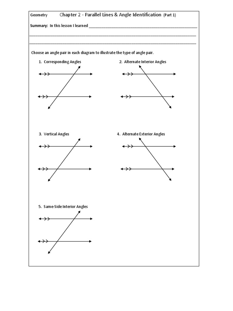 Parallel Lines and Angles Identification 1 | PDF | Angle | Euclidean ...