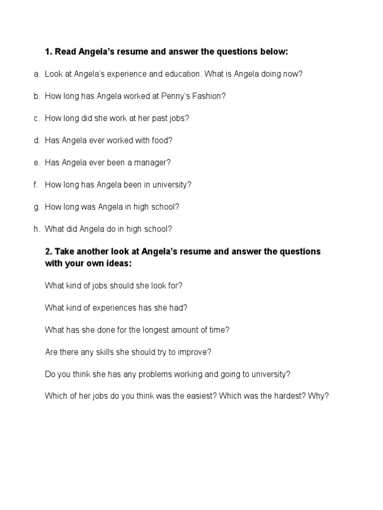 Angela Lee's Resume Analysis Guide | PDF | Career & Growth