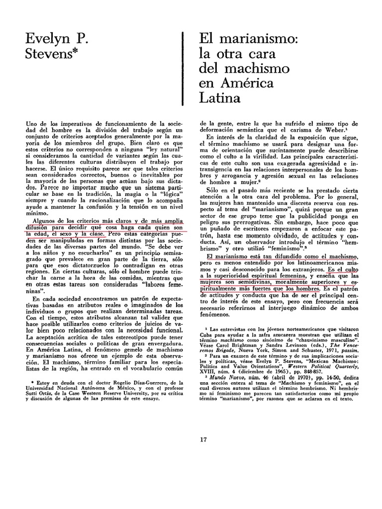 Evelyn Stevens: El Marianismo: La Otra Cara Del Machismo en América ...