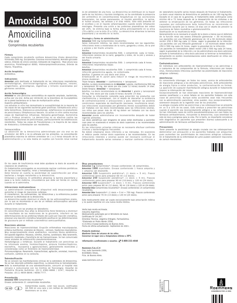 Amoxidal 500 Compr I Midos | PDF | Penicilina | Alergia