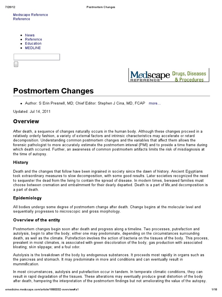 Postmortem Changes | Decomposition | Autopsy