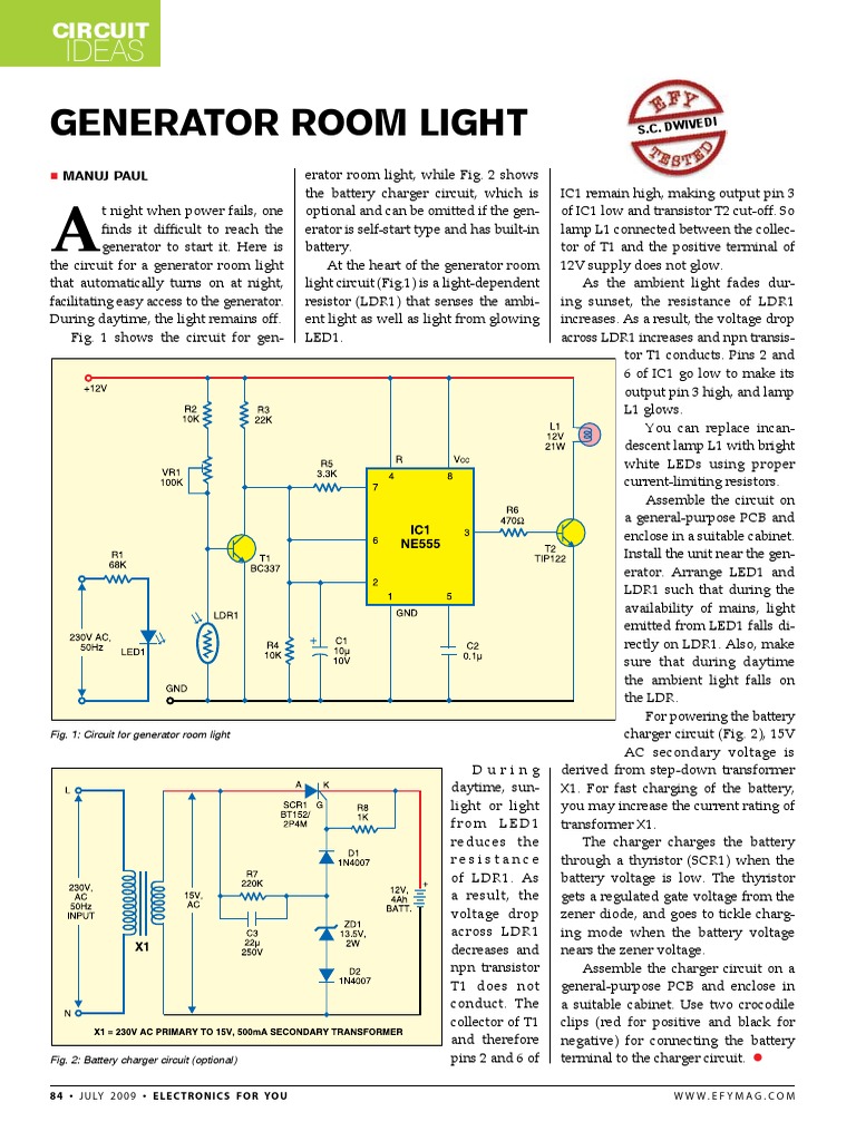 Generator Room Light: Ideas | PDF | Battery Charger | Electrical ...