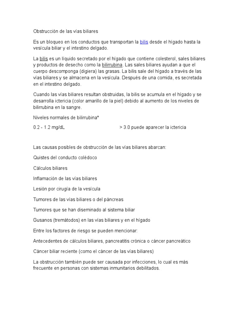 Obstruccion Biliar | PDF | Bilis | Vesícula biliar