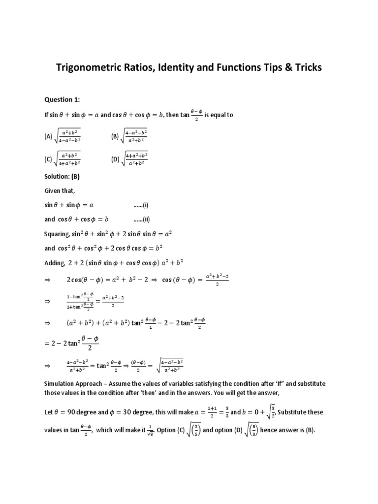 Trigonometry Shortcuts | PDF | Trigonometry | Sine