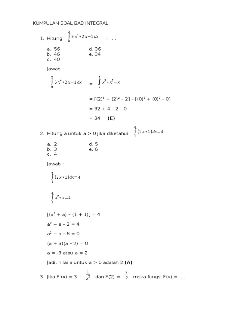 Kumpulan Soal Integral Matematika | PDF