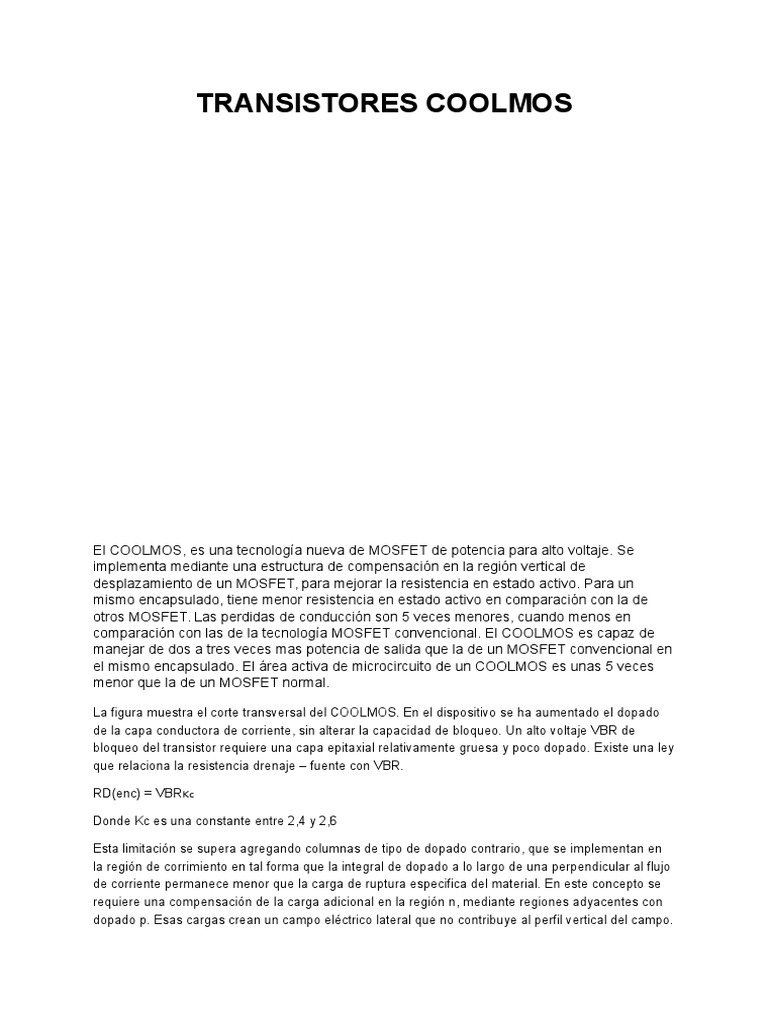 Transistores Coolmos | PDF | Mosfet | Transistor