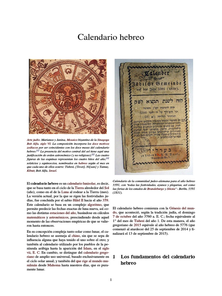 Calendario Hebreo | PDF | Calendario hebreo | Calendarios lunisolares