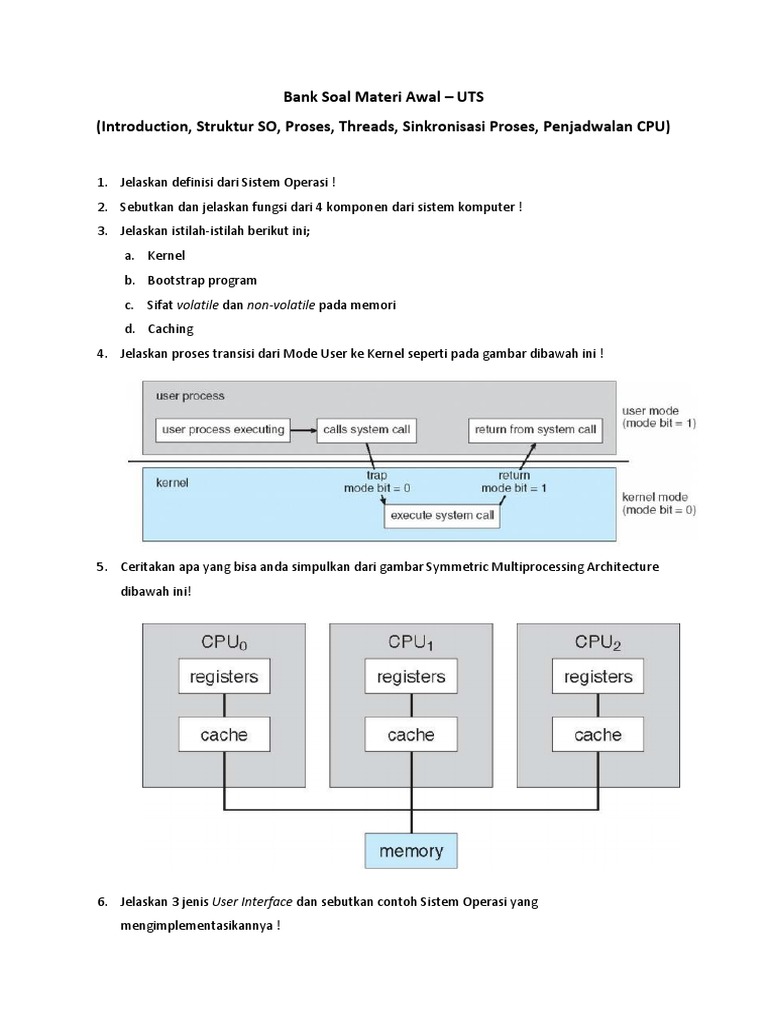 Bank Soal UTS Sistem Operasi | PDF | Komputer