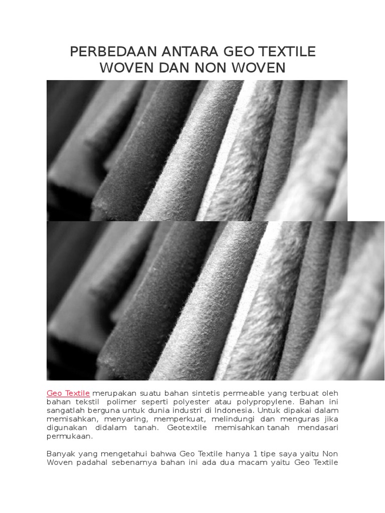 Geo Textile: Woven vs Non Woven | PDF | Sains & Matematika
