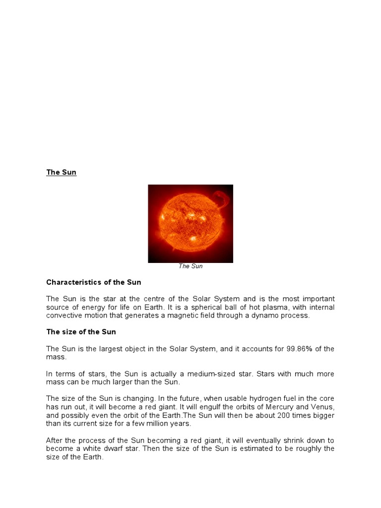 Characteristics of The Sun | PDF