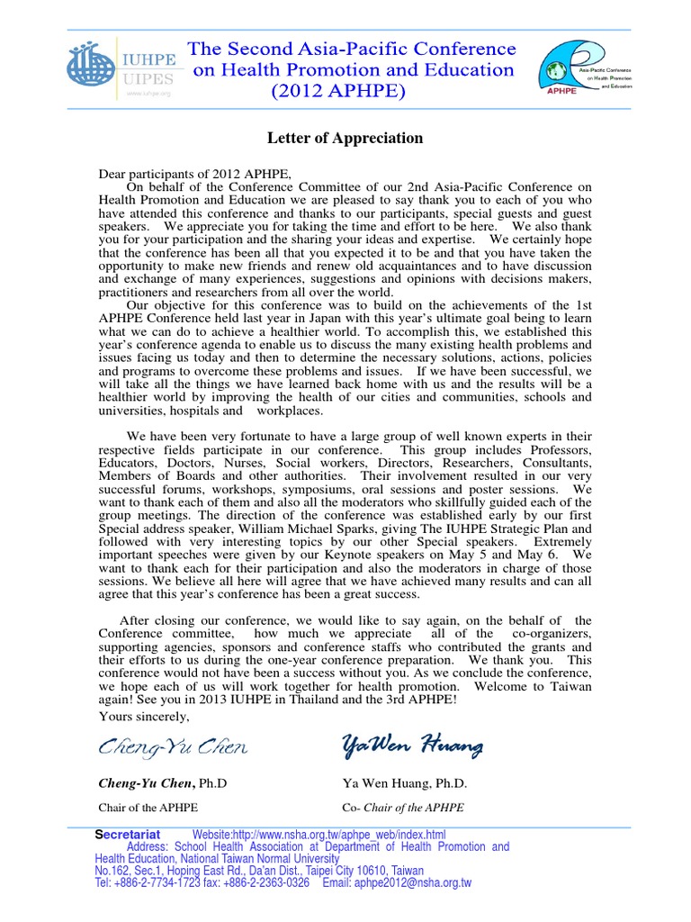 Letter of Appreciation | Expert | Nursing