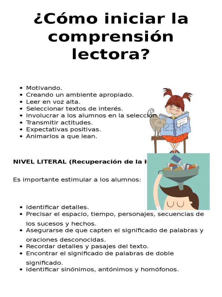 Cómo Iniciar La Comprensión Lectora | PDF | Inferencia | Lectura (proceso)