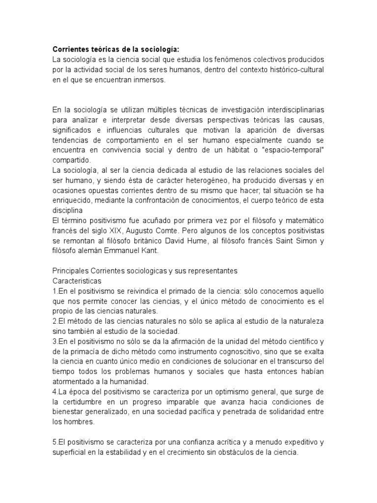 Corrientes Teóricas en Sociología | PDF | Sociología | Science