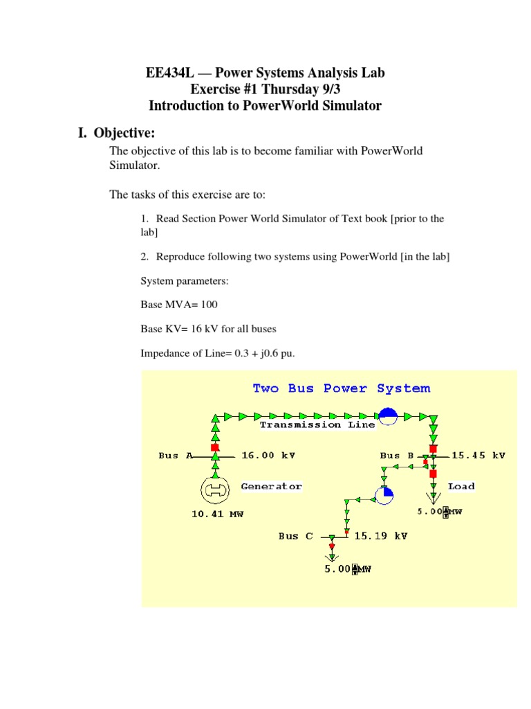 Ee434L - Power Systems Analysis Lab Exercise #1 Thursday 9/3 ...