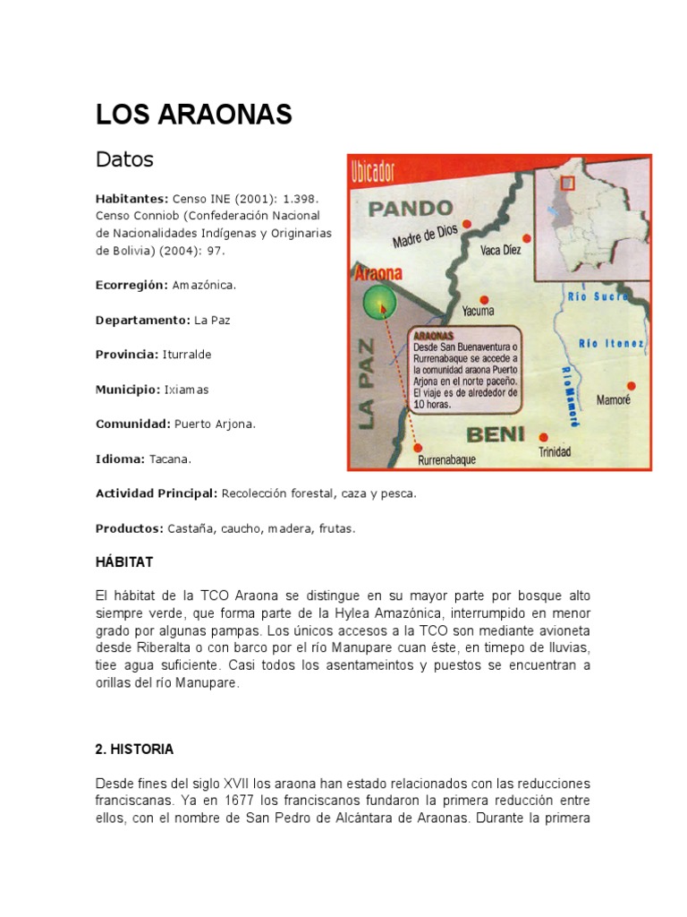 Cultura Araona (BOLIVIA) | Descargar gratis PDF | Bolivia | Tribu