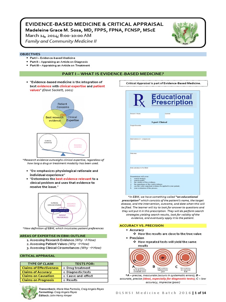 Evidence Based Medicine Critical Appraisal | PDF | Evidence Based Medicine | Randomized ...