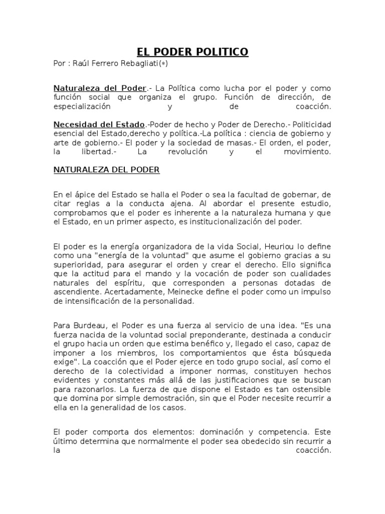 Naturaleza y Función del Poder | PDF | Estado (política) | Ideologías