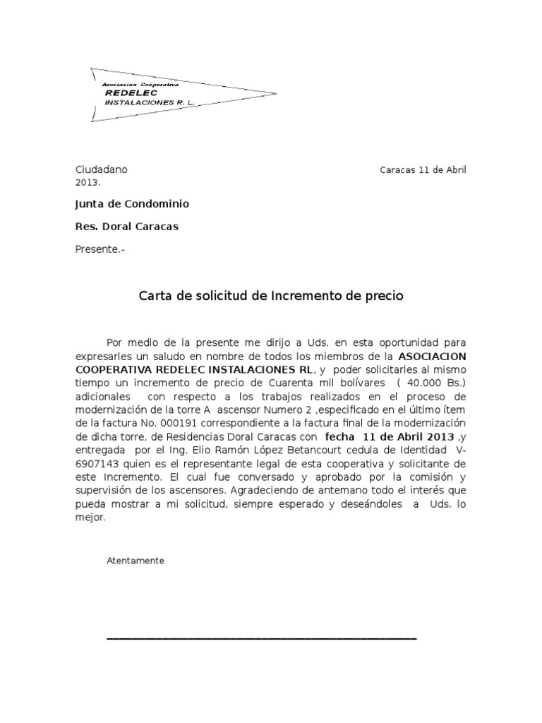 Carta de Incremento | PDF