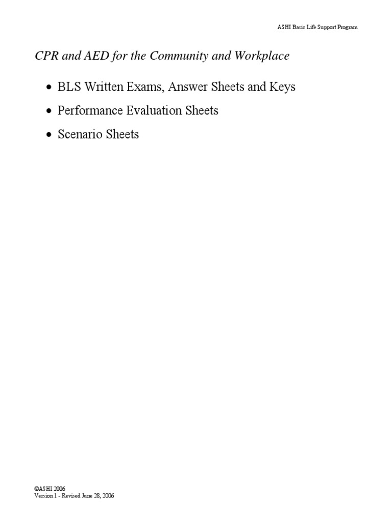 BLS Test PDF | PDF | Cardiopulmonary Resuscitation | Cardiac Arrest
