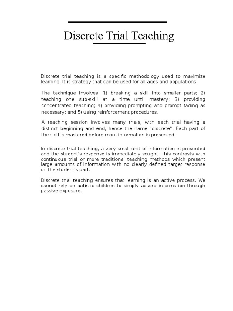 Discrete Trial Teaching | PDF