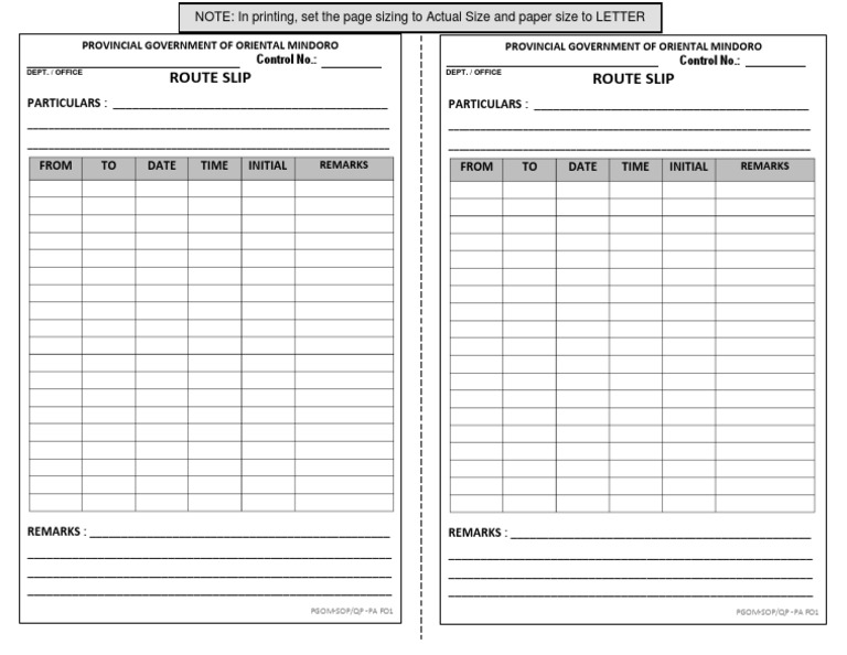 Route Slip v.2 | PDF