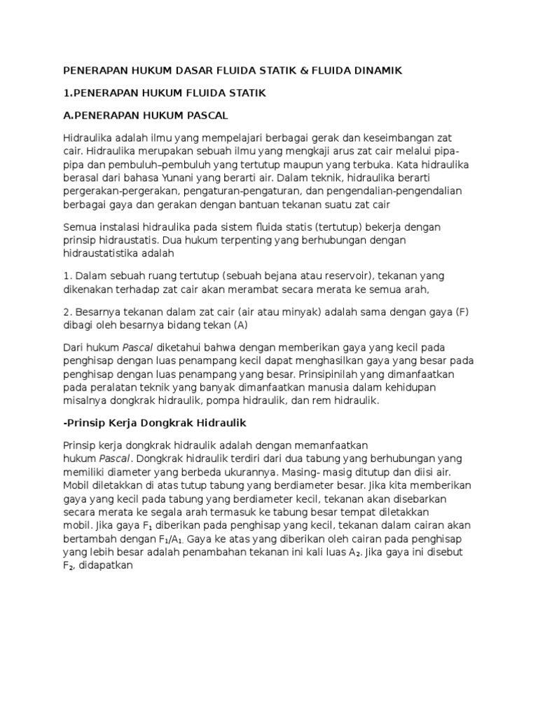 Penerapan Hukum Dasar Fluida Statik | PDF