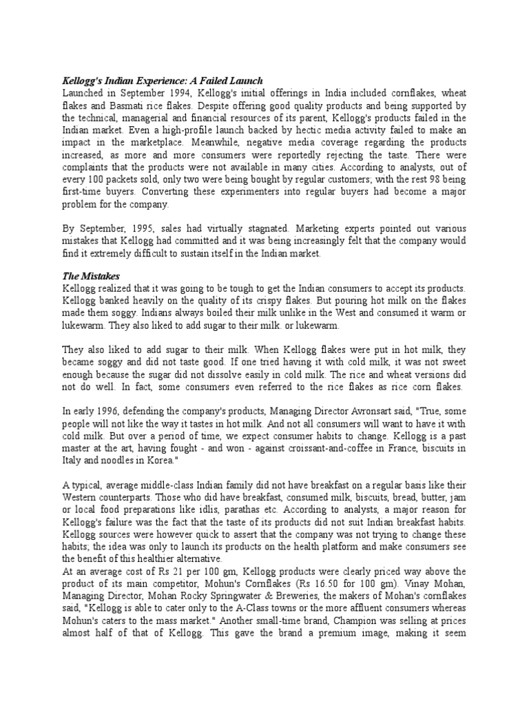 Kellogg Case Study | PDF | Pricing | Brand