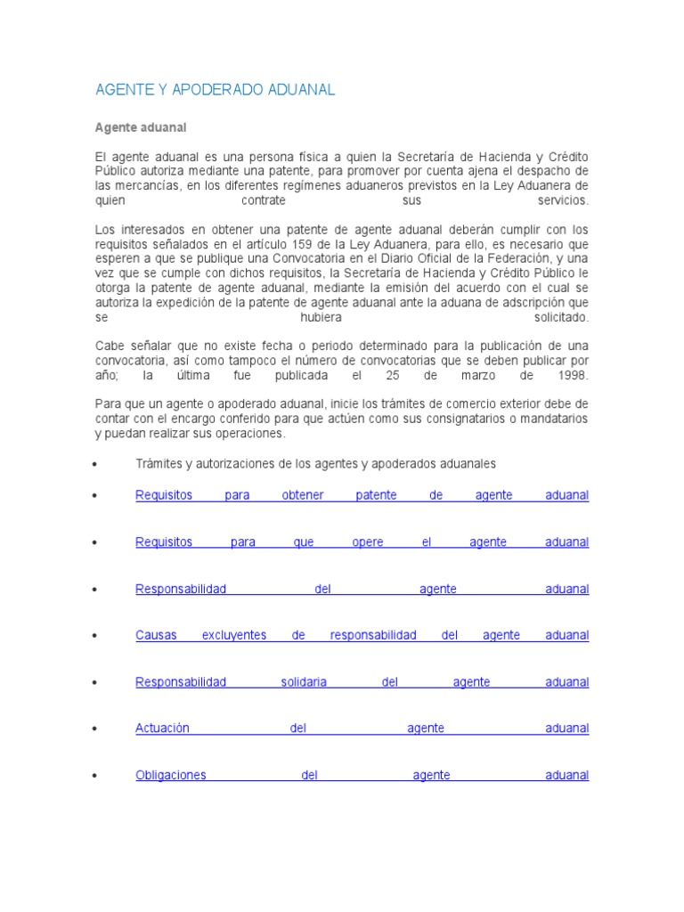 Agente y Apoderado Aduanal | aduana | Gobierno | Prueba gratuita de 30 ...