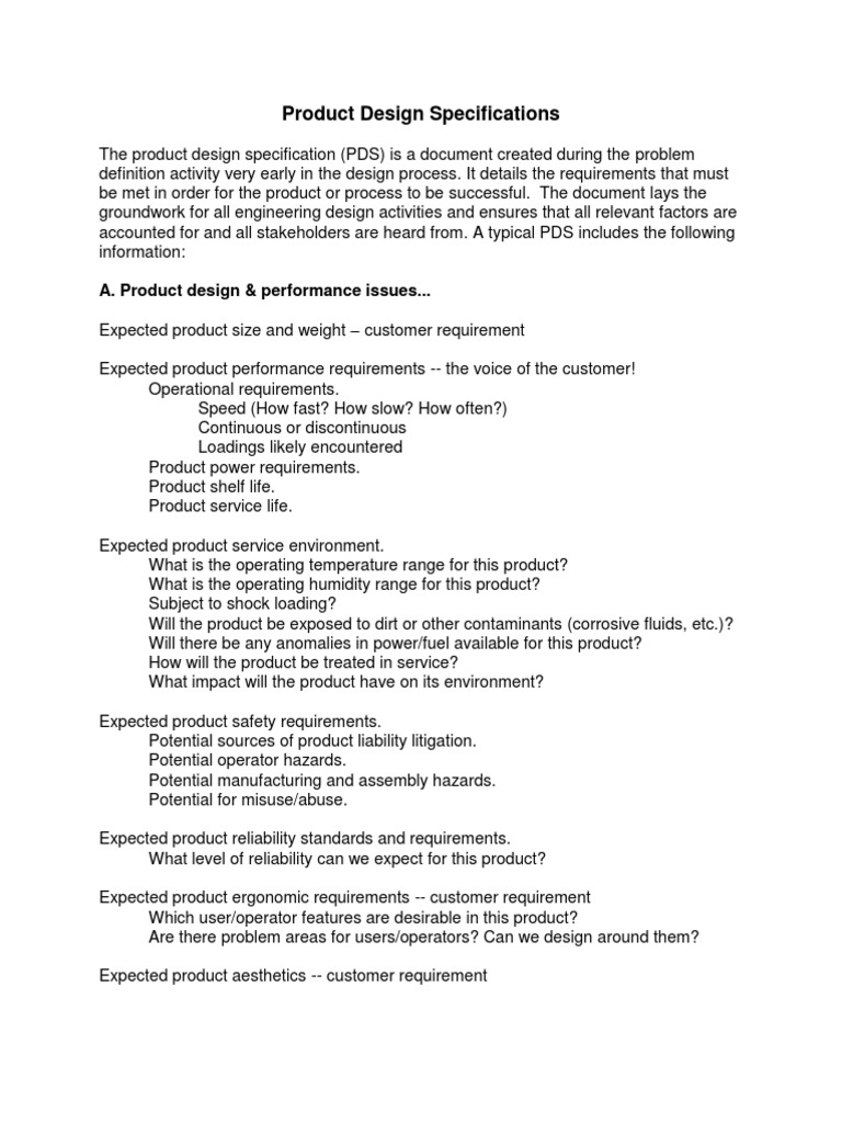 Product Design Spec PDF | PDF | Packaging And Labeling | Reliability ...