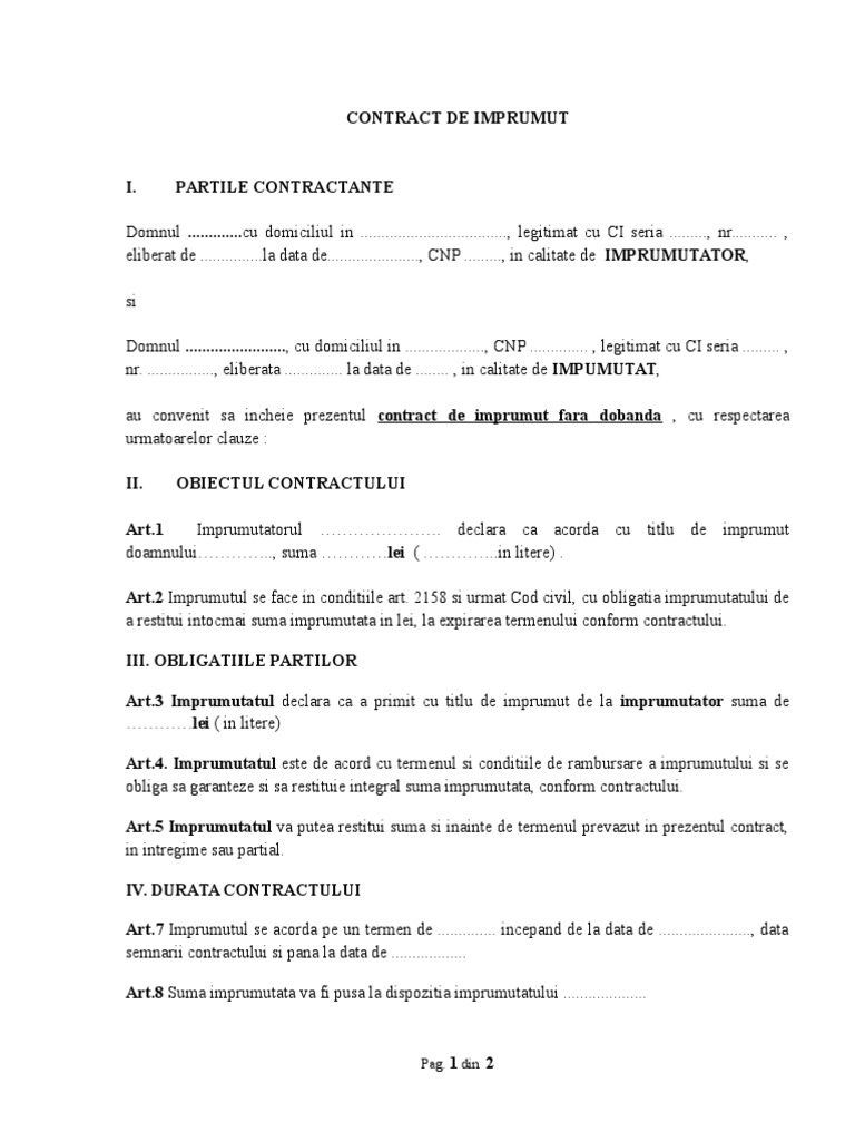 Contract de Imprumut | PDF