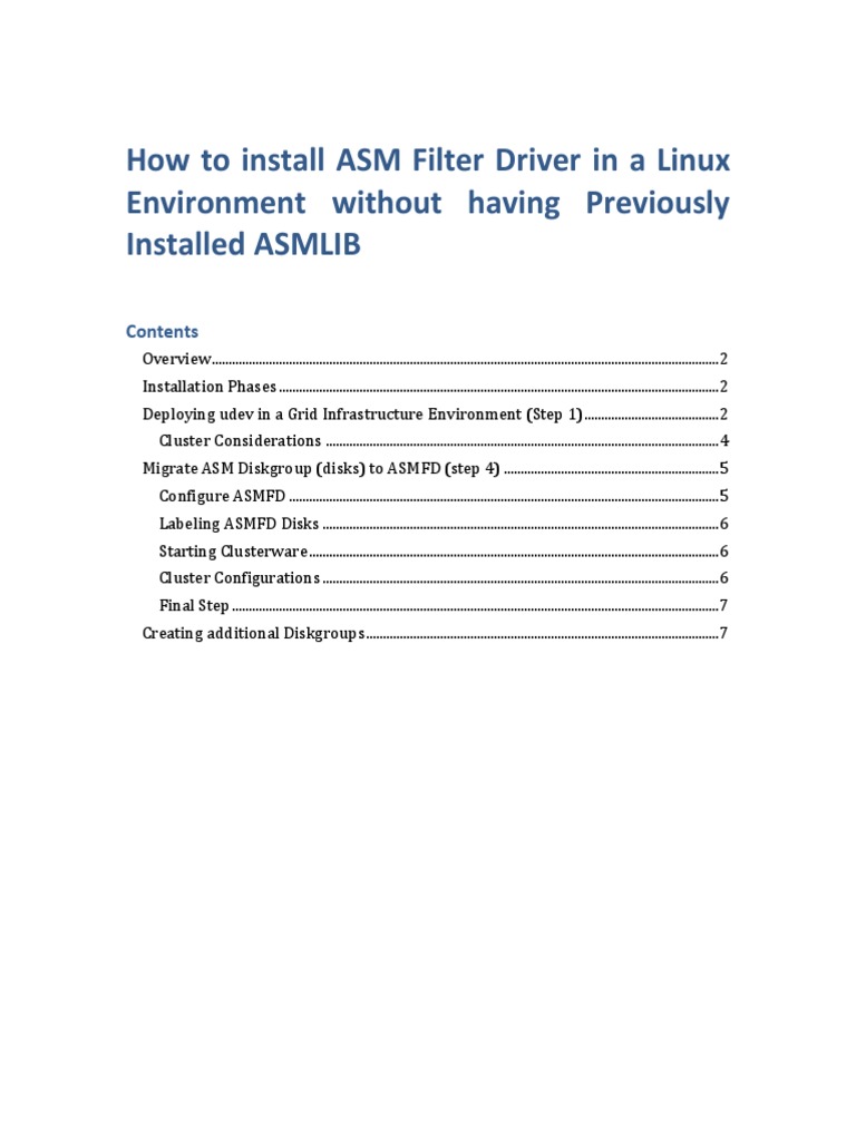 How To Install ASM Filter Driver in A Linux System Without Previously Having Installed ASMLIB ...