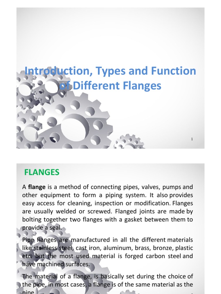 Types and Functions of Flanges | PDF | Pipe (Fluid Conveyance) | Screw