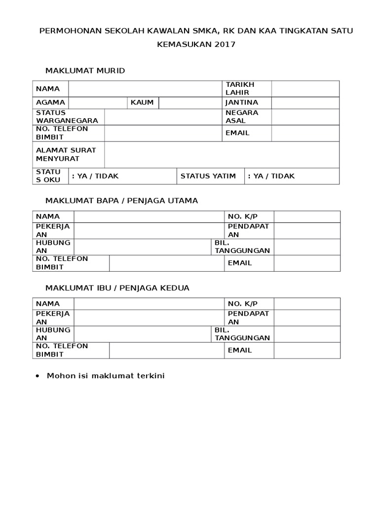 Borang Sekolah Kawalan | PDF | Karier & Perkembangan | Olahraga & Rekreasi