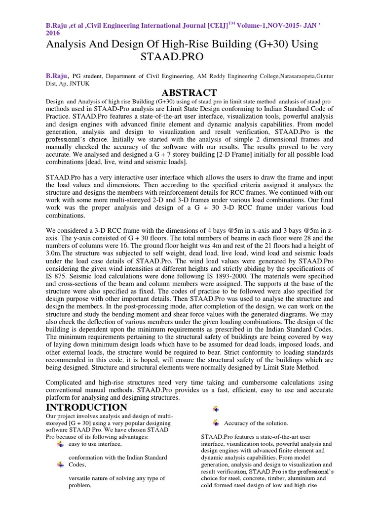 High-Rise Structural Analysis Using STAAD.Pro | PDF | Structural Load ...