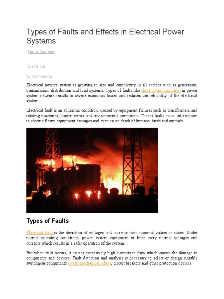 Types of Faults | PDF | Electric Power System | Insulator (Electricity)