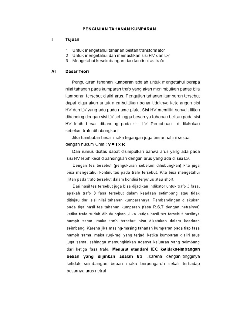 Pengujian Tahanan Kumparan | PDF