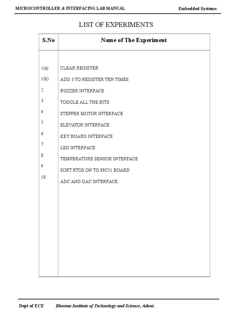 List of Experiments: S.No Name of The Experiment | PDF | Science ...
