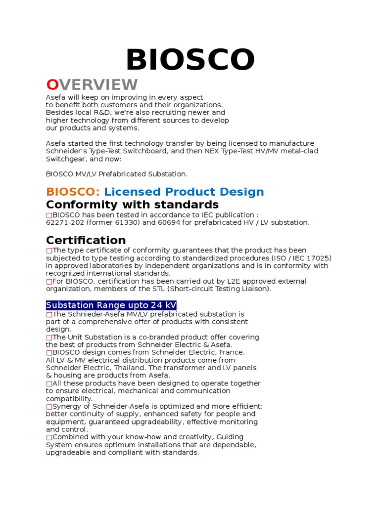 BIOSCO Revision | PDF | Electrical Substation | Transformer