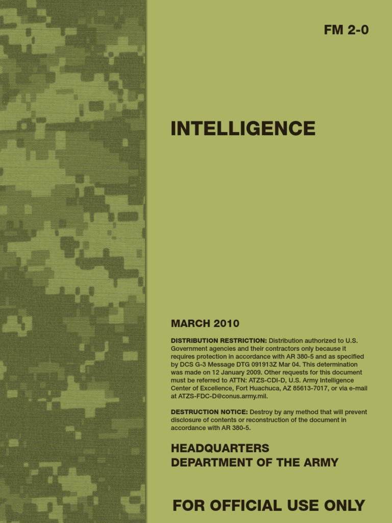 U.S. Army FM 2-0 Intelligence PDF | PDF | Military Intelligence ...