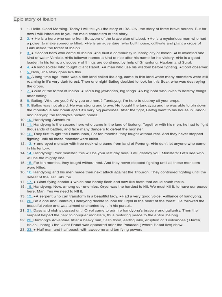 Epic Story of Ibalon