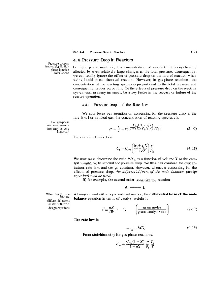 Pressure Drop in Reactors Calc PDF | PDF | Chemical Reactor | Stoichiometry