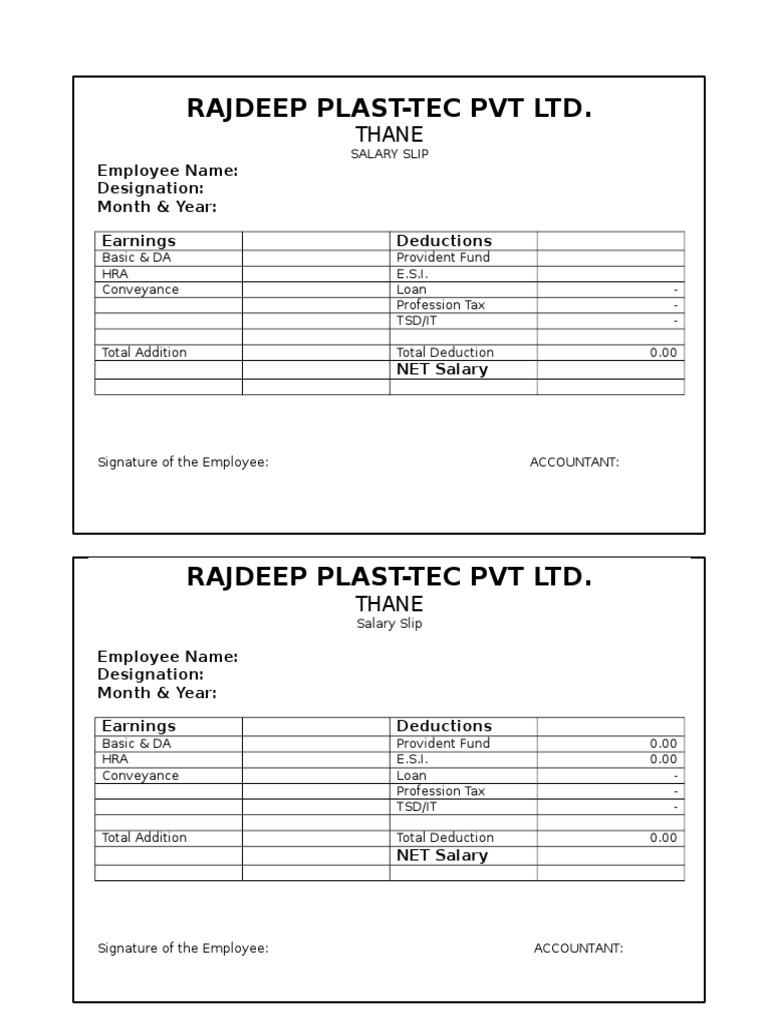 Salary Slip Template 1 | PDF