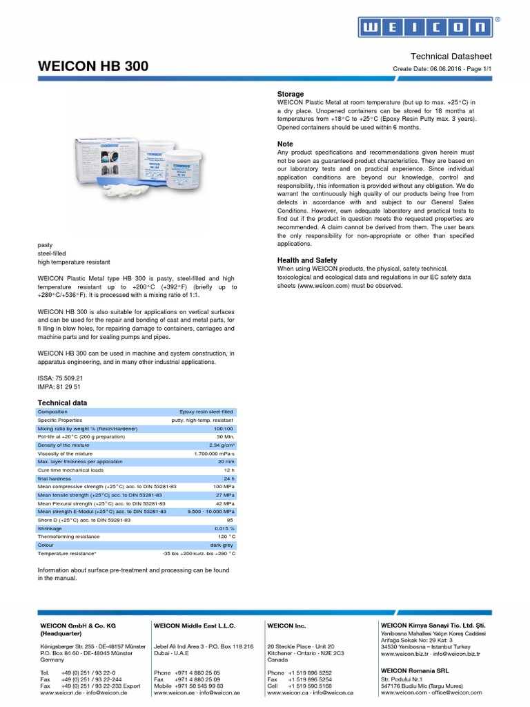 TDS 10450010 en en Weicon-Hb-300 PDF | PDF | Strength Of Materials ...