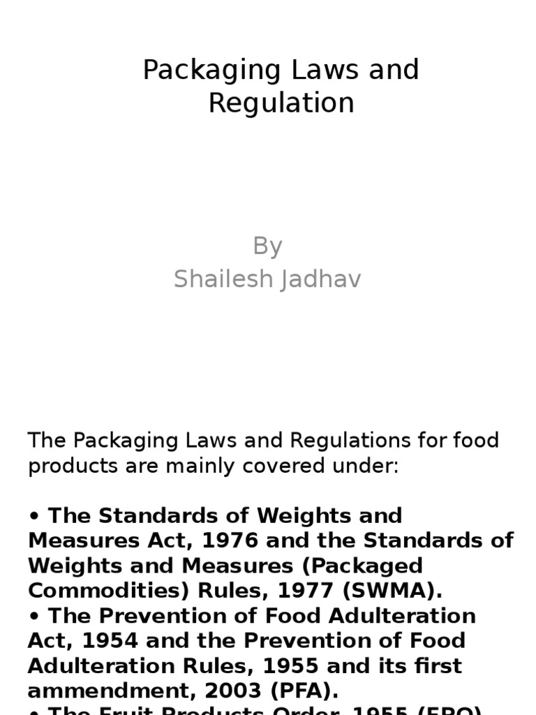 Food Packaging Laws in India | PDF | Litre | International System Of Units